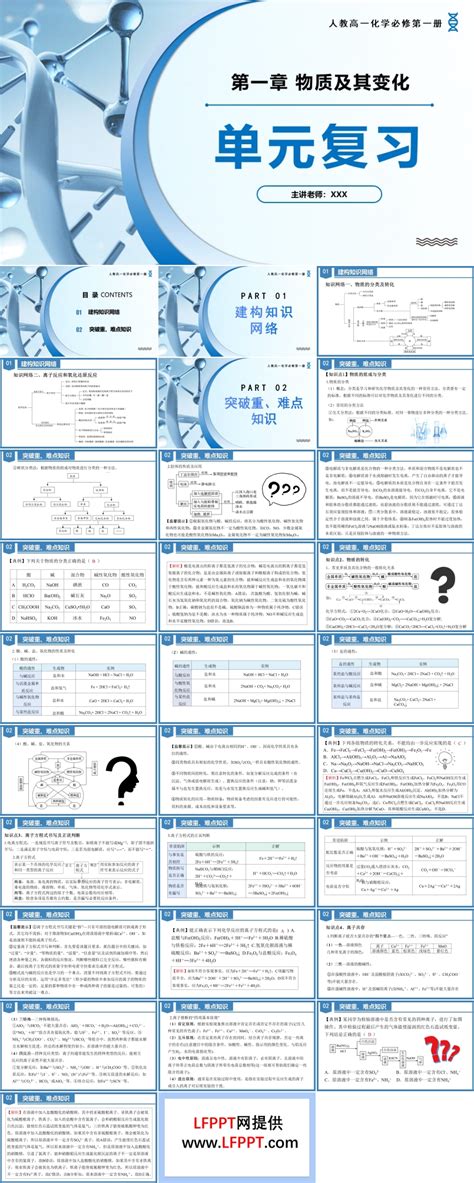 第一章物质及其变化（单元复习课件）高一化学人教必修第一册ppt课件含教案下载 Lfppt