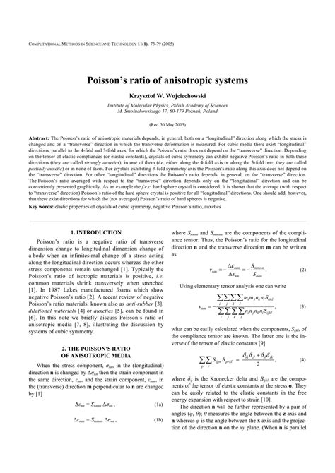 Pdf Poissons Ratio Of Anisotropic Systems