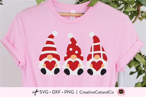Cute Valentine Gnomes Holding Hearts SVG DXF PNG Cut Files