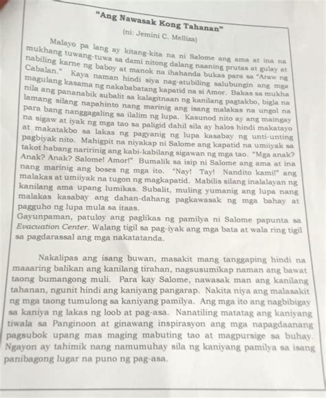 Sagutin 1 Ano Ang Naramdaman Mo Habang Binabasa Ang Kuwento 2 Sino