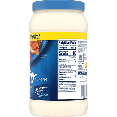Kraft Mayonnaise Nutrition Information At Ila Yeomans Blog