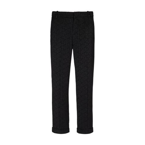 Balmain Monogrammed Jacquard Suit Trousers Noir Editorialist