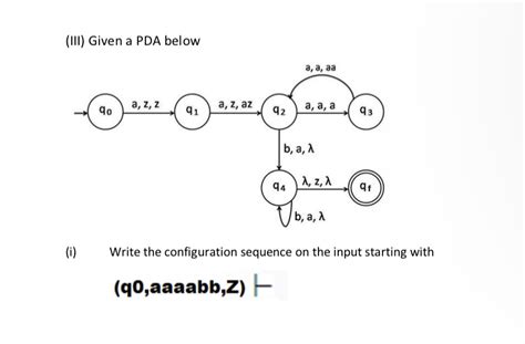 solved by an expert iii ﻿given a pda below i ﻿write the