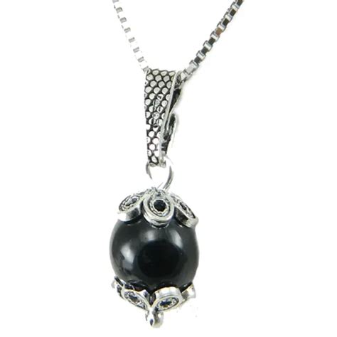 Collana Su Coccu Argento Brunito Con Ciondolo Onice Portafortuna Sardo