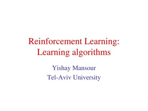 PPT Reinforcement Learning Learning Algorithms PowerPoint Presentation ID