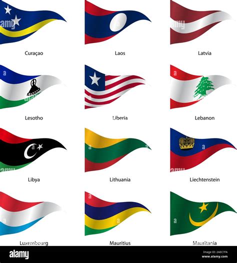 Set Flags Of World Sovereign States Triangular Shaped Vector