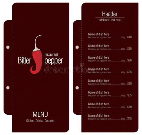 Diseño Del Menú Del Restaurante Con La Silueta Ilustración del Vector