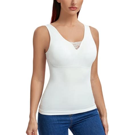Slimbelle Womens Padded Camisole With Lace Cami Tummy Control Shapewear