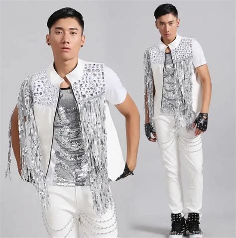 Branco Colete Masculino Homens Colete Borla Roupas De Couro Camiseta