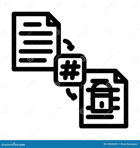 Hashing Algorithm Line Icon Vector Illustration Stock Vector
