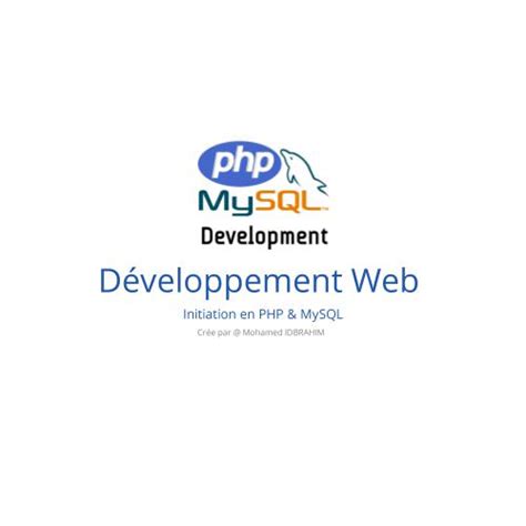 Initiation En Php Et Mysql