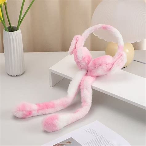 Furry Squishy Ear Muffs For Women Color Gradient With Fun Texture