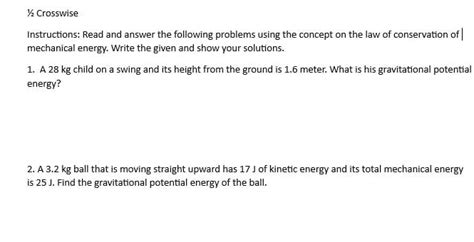 Crosswise Instructions Read And Answer Studyx
