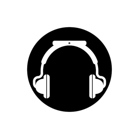 마이크와 음파가 있는 헤드폰은 라디오 방송국 로고 Dj 디스코 기호 방송 스튜디오 레이블 고객 지원 엠블럼 플랫 백 아이콘