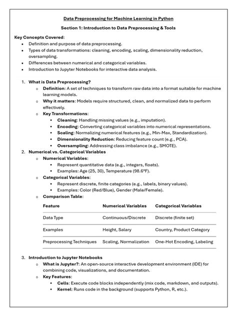 Data Preprocessing For Machine Learning In Python Pdf Principal
