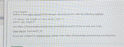 Solved Tree Height Define A New Class Named Bstwithheight