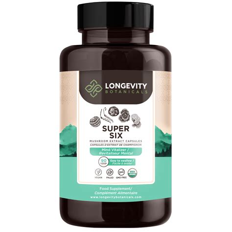 Organic Super Six Blend Mushroom Extract Capsules 90 Count