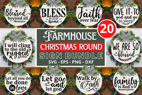 Christmas Round Sign Svg Bundle Farmhouse Sign Svg Bundle