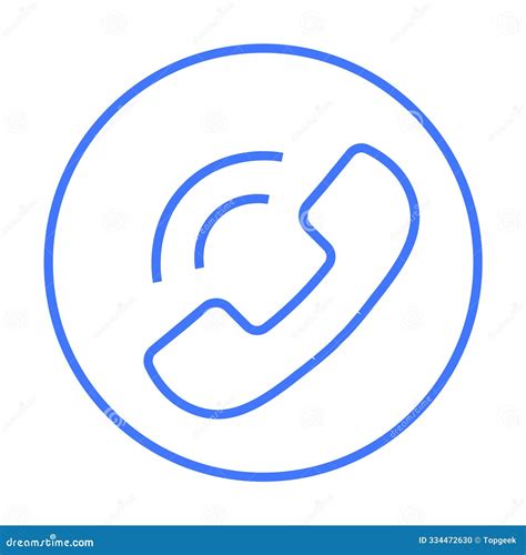 Blue Outline Of Ringing Phone Receiver Within Circle Signifying