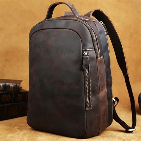 Cool Leather Mens Large Backpack Travel Backpacks Vintage School Backp Iwalletsmen