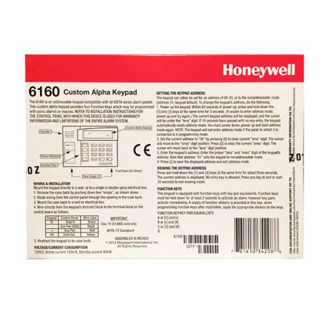 Honeywell Security 6160 Deluxe Keypad Sedectro