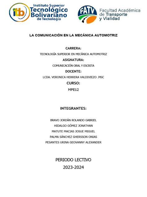 La Comunicación En La Mecánica Automotriz Descargar Gratis Pdf