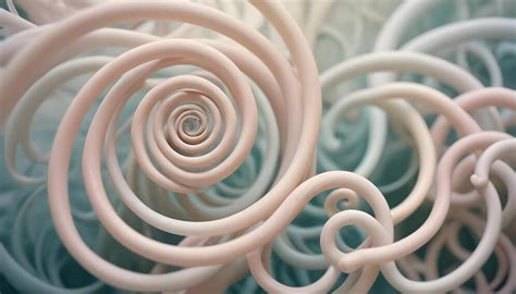 Abstract background with a network of intertwining spirals in pastel pink and teal creating a ...