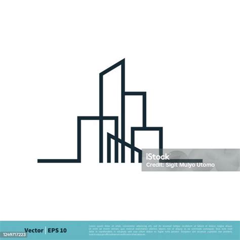 線條藝術建築 摩天大樓 天際線 城市 城市圖示向量標誌範本插圖設計向量 Eps 10向量圖形及更多home Improvement圖片