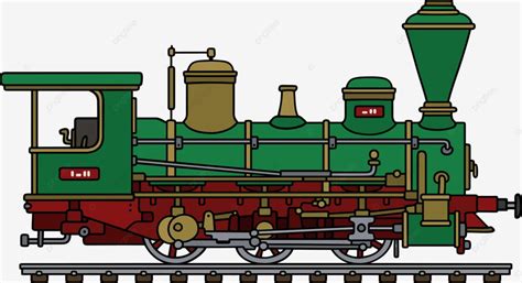 Vintage Green Steam Locomotive Black Retro Locomotive Vector Black