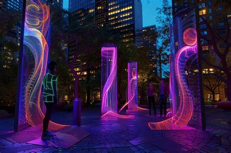 Explore A Visionary City Park Filled With Interact Generative Ai Premium Ai Generated Image