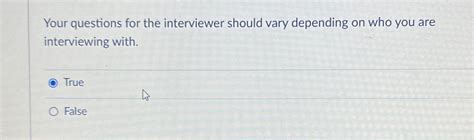Solved Your Questions For The Interviewer Should Vary