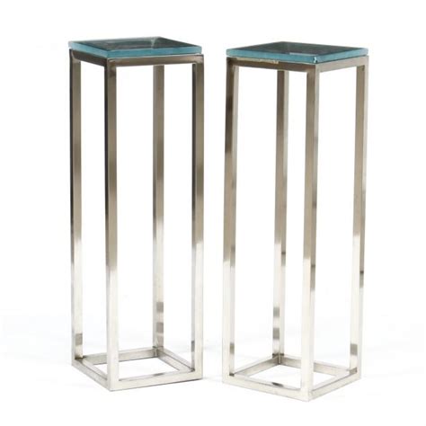 Pair Of Modern Steel And Glass Display Pedestals Lot 448 October