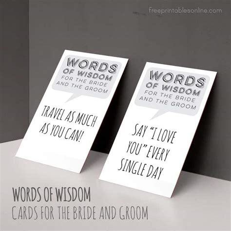 Words Of Wisdom For The Bride And Groom Free Printables Online