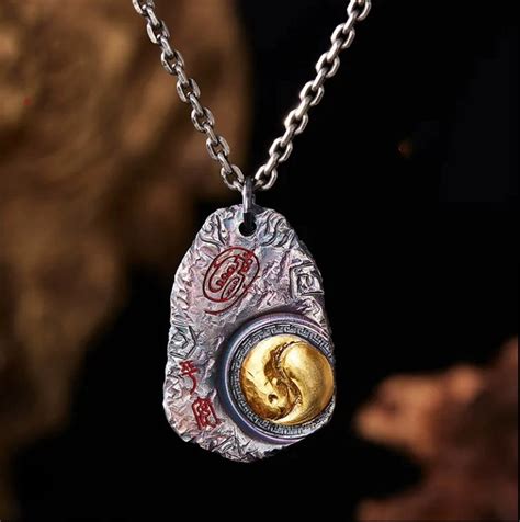 Golden Light Seal Taiji Eight Trigrams Pendant