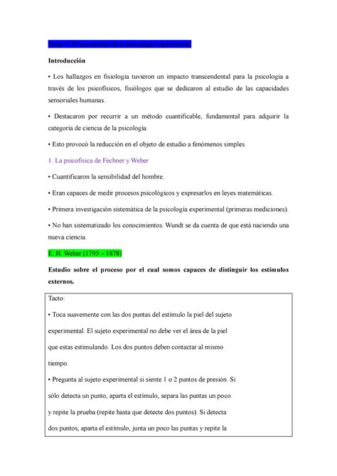 Tema 3 6 Historia De La Psicología Tema 4 El Nacimiento De La