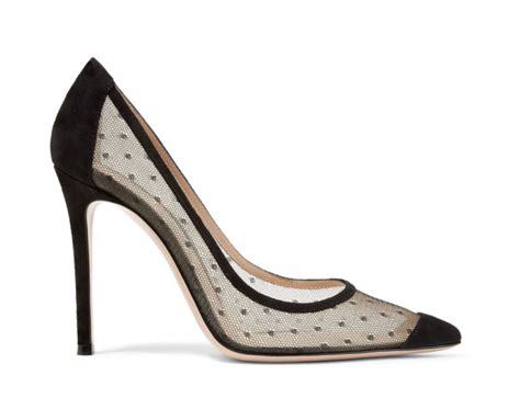 Gianvito Rossi 100 Suede And Point Desprit Pumps Shoes Post
