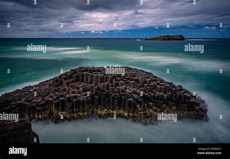 Basalt Volcanic Rock Columns Nature Formations At The Fingal Head Causeway Nsw Australia Stock