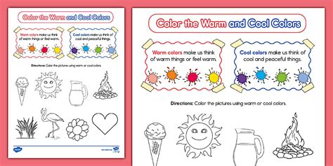 Color The Warm And Cool Colors Worksheet For K 2nd Grade