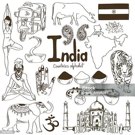 Collection Of India Icons向量圖形及更多印度圖片 印度 靈性導師 一朵花 Istock