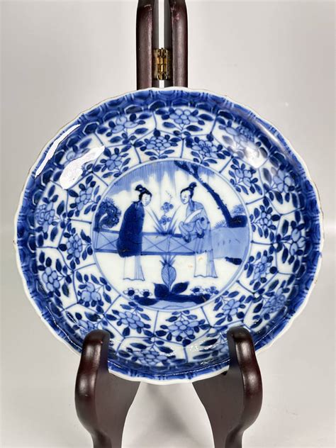 中国美術 清朝 清代 青花人物文盤 皿 染付 珍品 旧家蔵出 古物保証 唐物