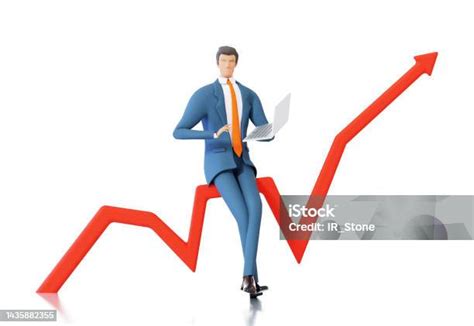 성공적인 사업가는 화살표 옆에 서 있습니다 은행가 투자자는 안정성과 성장을 나타냅니다 3d 렌더링 그림 개념 기호에 대한 스톡 사진 및 기타 이미지 Istock