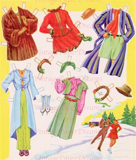 Vintage Paper Doll Printable PDF Summer Date Paper Dolls 40s 1940s