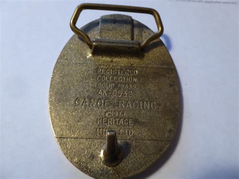 1977 Hawaii Canoe Racing Solid Brass Belt Buckle By H Gem