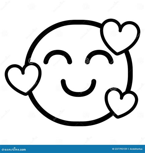 Isolated In Love Monochrome Emoji Icon Stock Vector Illustration Of