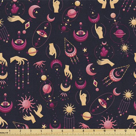 Ambesonne Astrology Fabric By The Yard Upholstery Mystical Motifs