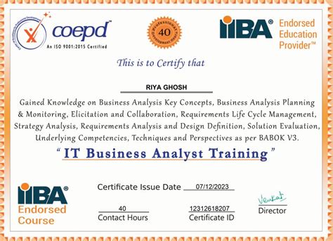 Completed A 40 Hour It Business Analyst Training Riya G Posted On The
