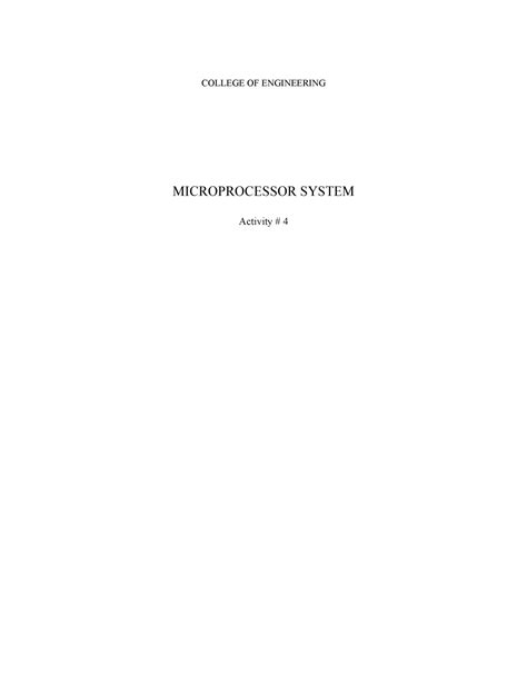 Microprocessor System Activity 4 COLLEGE OF ENGINEERING MICROPROCESSOR SYSTEM Activity 4 The