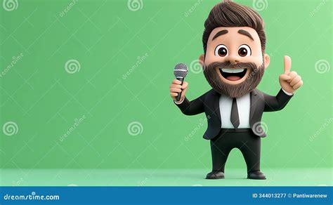 Cartoon Character Hosting An Event With Microphone Stock Illustration