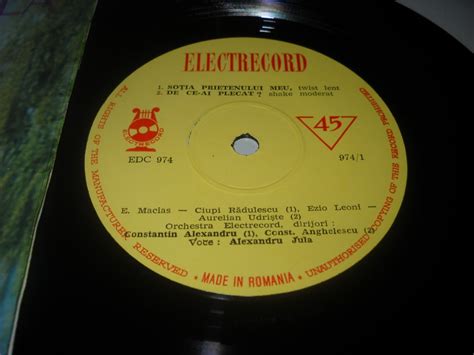 Alexandru Jula Sotia Prietenului Meu Etc 1968disc Mic Vinil Stare