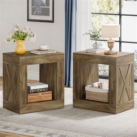 Tribesigns End Table With Storage Wood Side Table For
